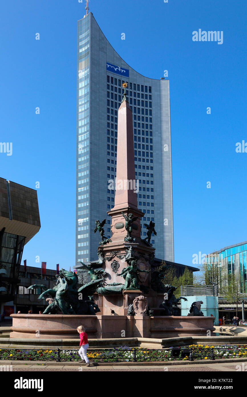 Leipzig Augustus square Mende well Panorama Tower MDR Stock Photo - Alamy