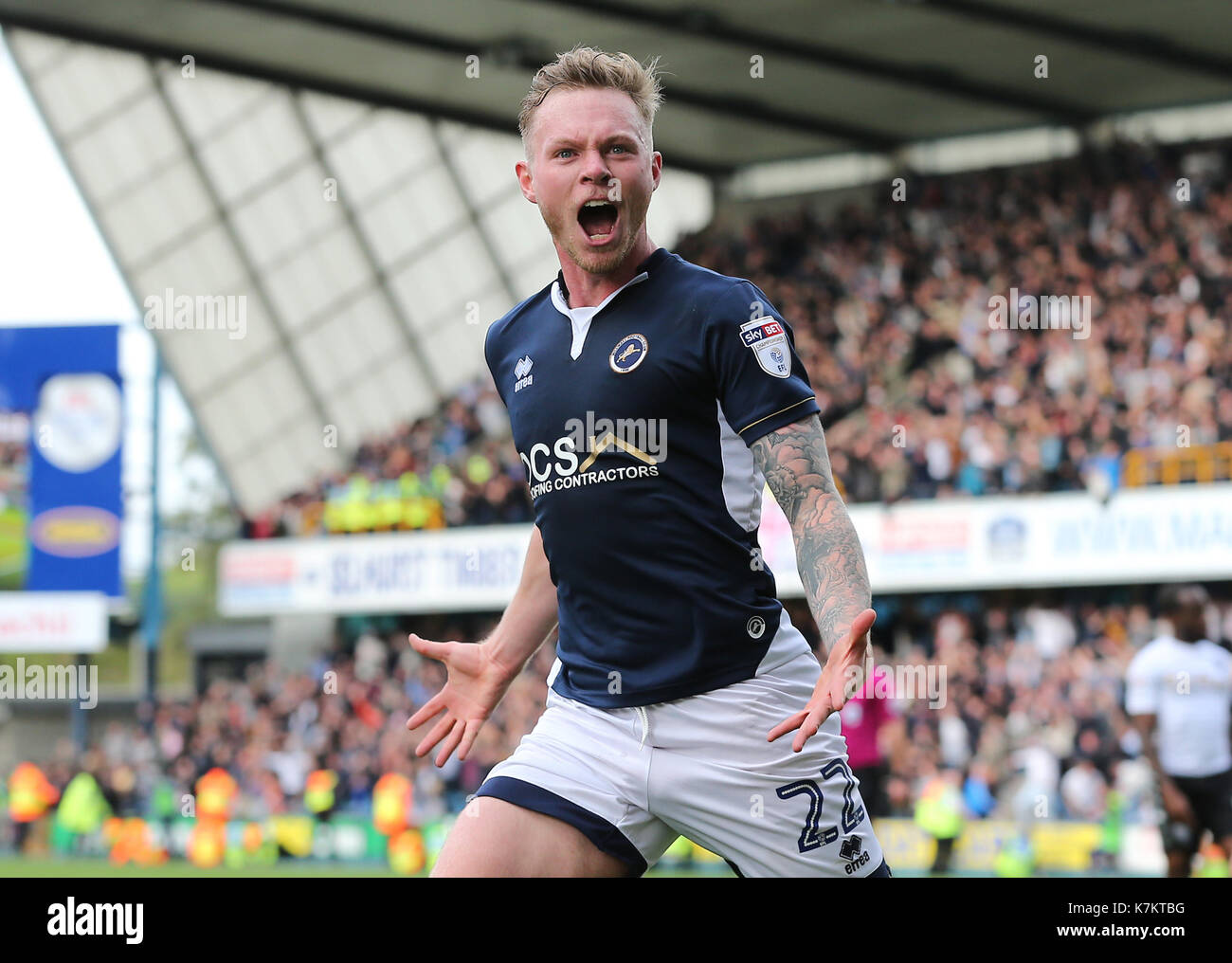 Millwall's Aiden O'Brien celebrates scoring his side's first goal of ...