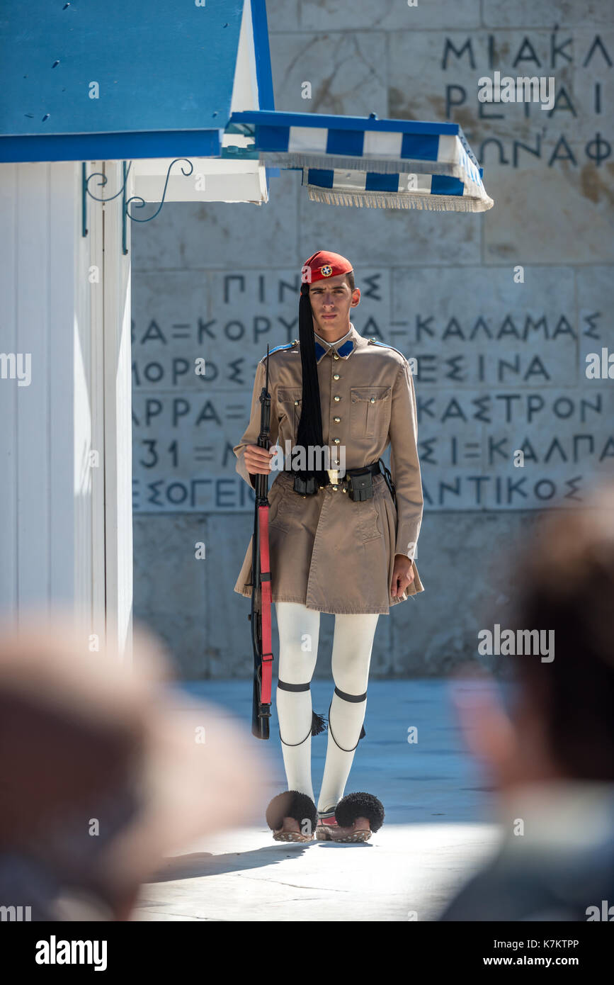 Evzone soldier in Athens, Greece Stock Photo - Alamy