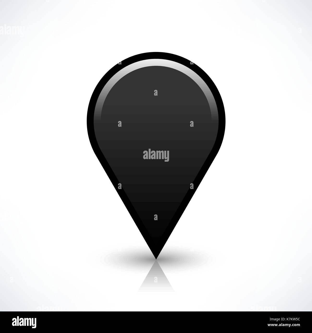 Blank map pin location sign circle shape icon with gray shadow and ...