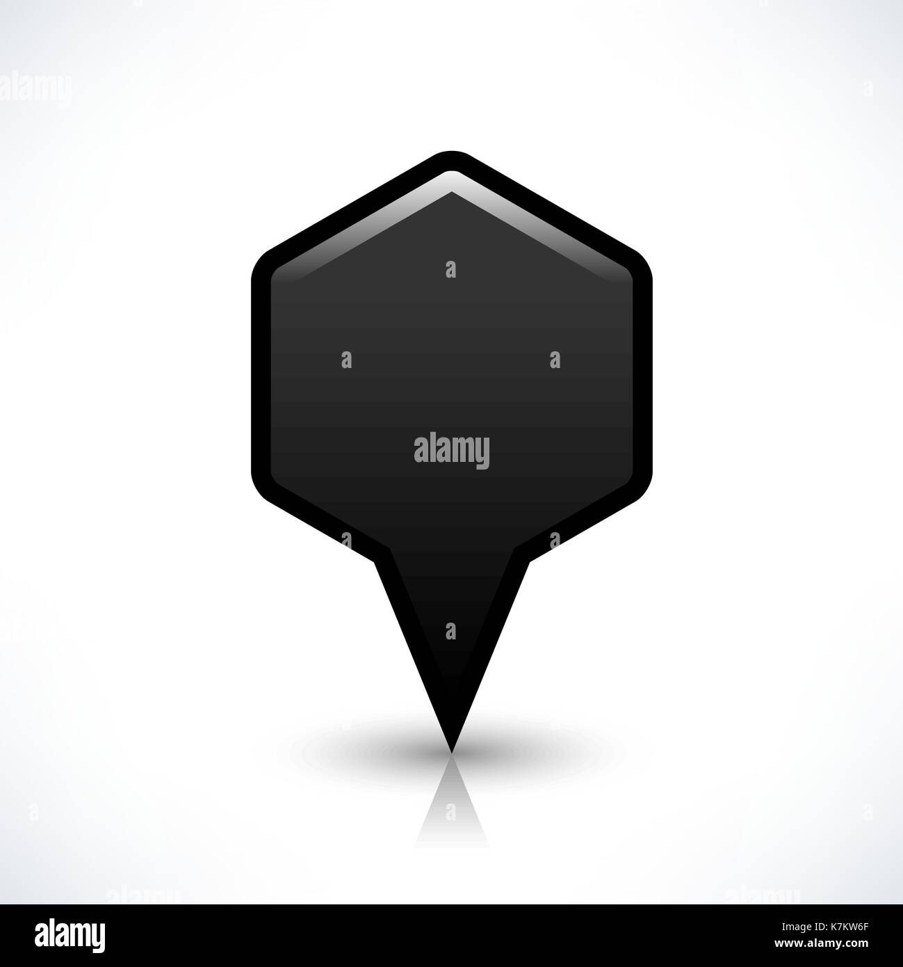 Blank map pin location sign rounded hexagon shape icon with gray shadow ...