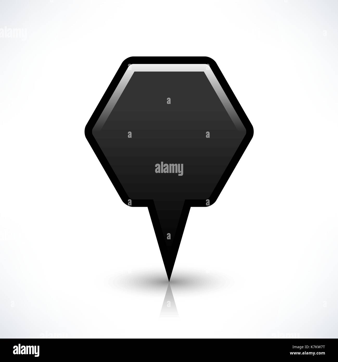 Blank map pin location sign rounded hexagon shape icon with gray shadow ...