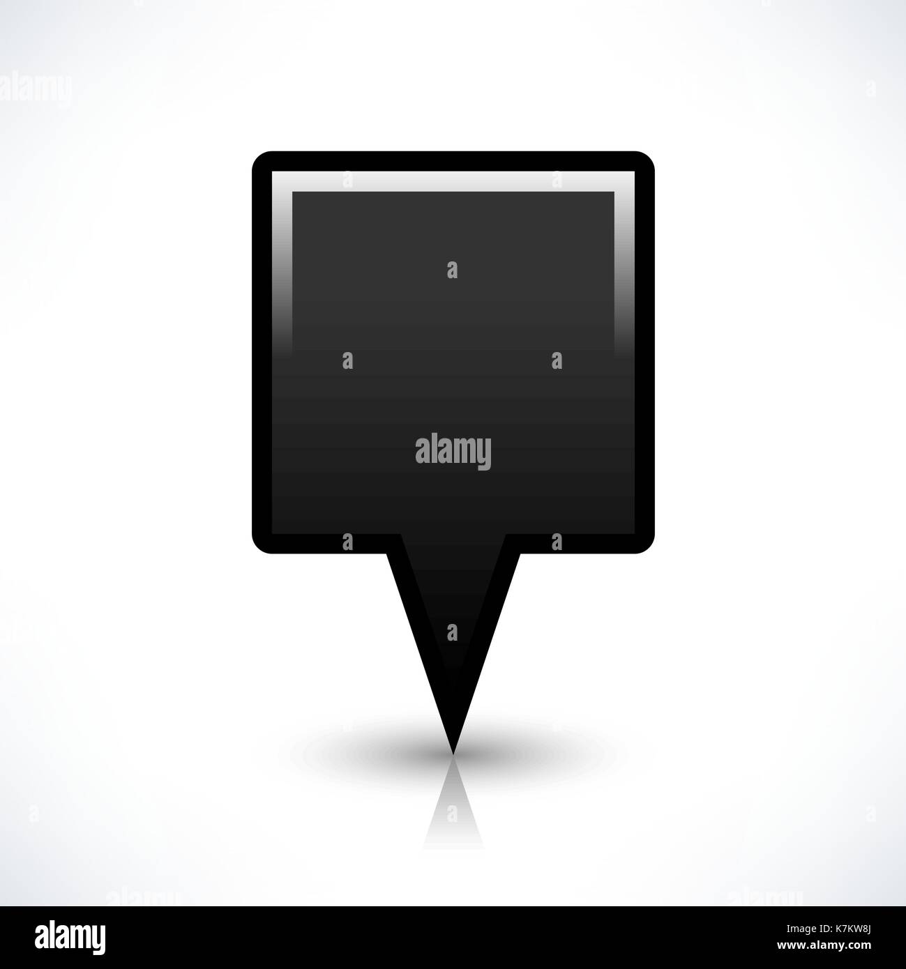 Blank map pin location sign rounded square shape icon with gray shadow ...