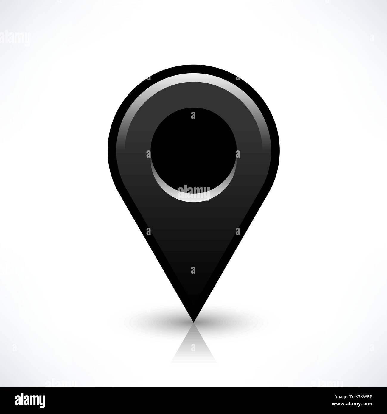 Blank map pin location sign circle shape icon with gray shadow and ...