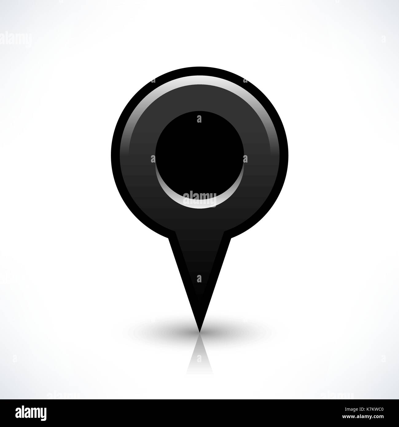 Blank map pin location sign circle shape icon with gray shadow and ...