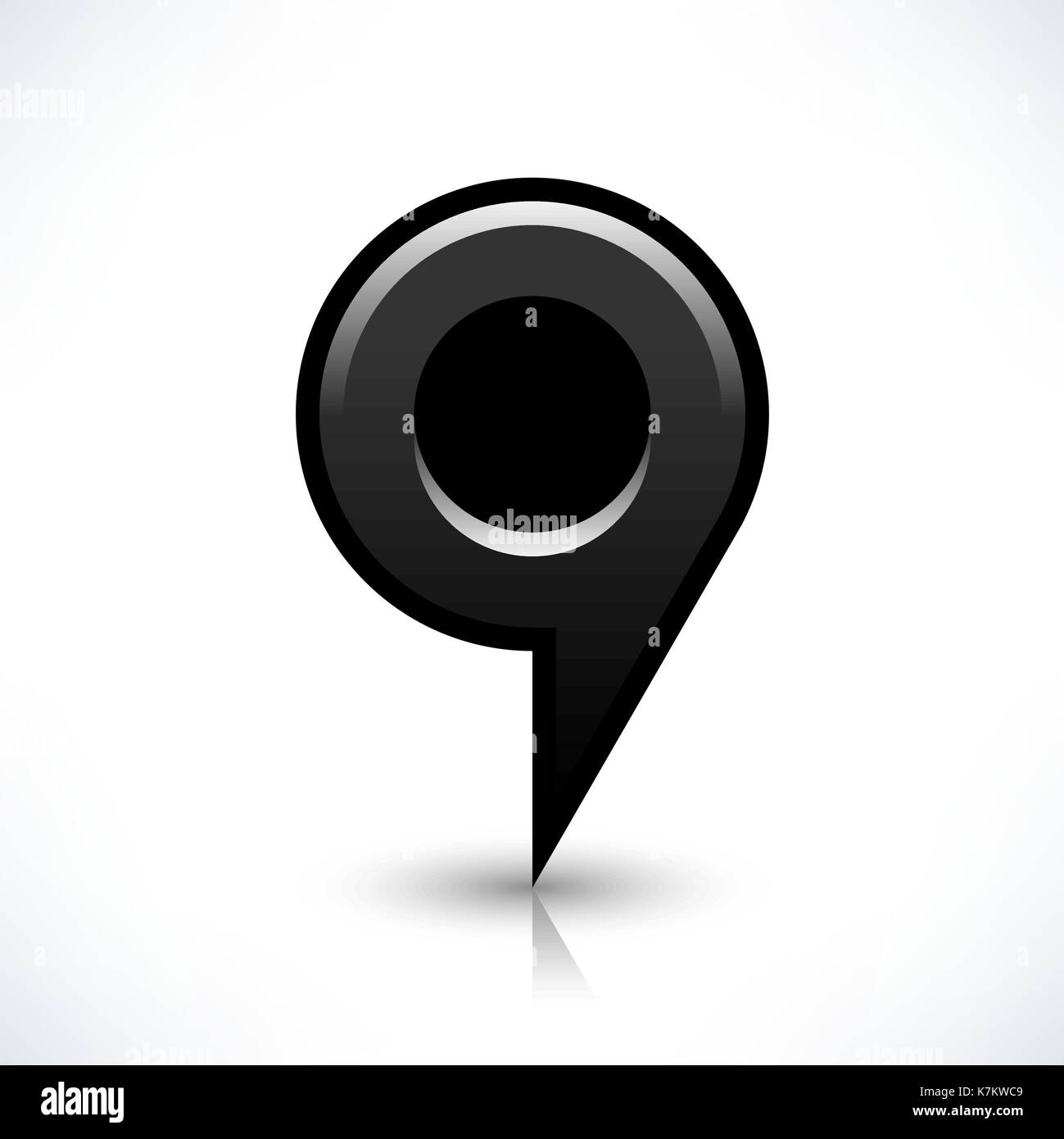 Blank map pin location sign circle shape icon with gray shadow and ...