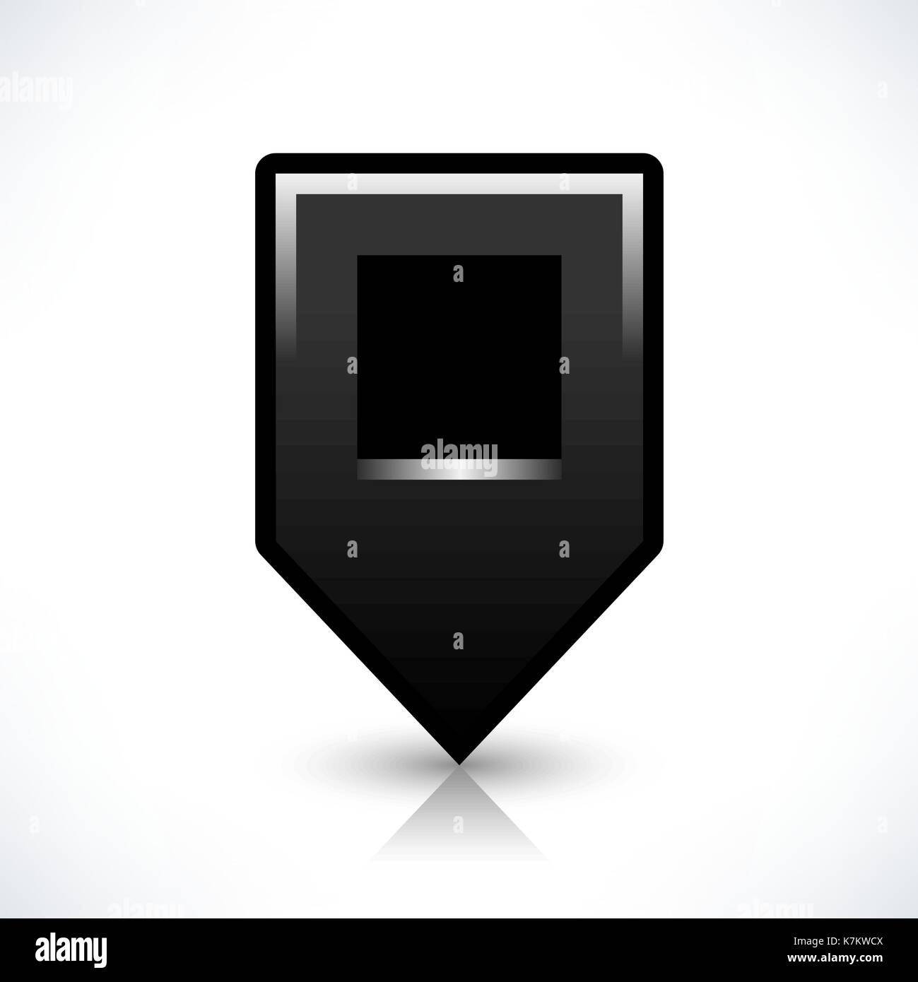 Blank map pin location sign rounded square shape icon with gray shadow ...