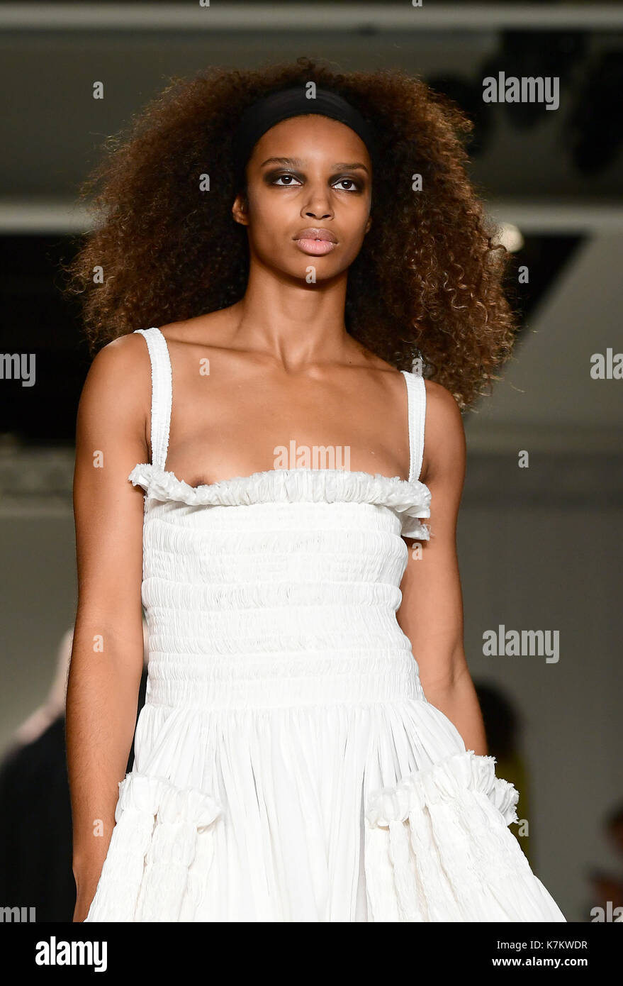 Models on the catwalk during the Molly Goddard London Fashion Week SS18 ...