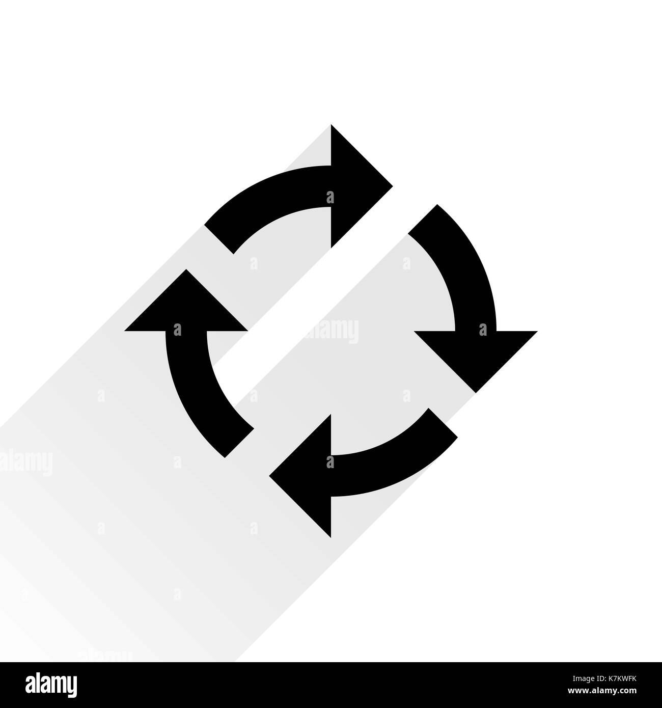Black arrow icon reload, refresh, rotation, reset, repeat sign. Web pictogram with gray long ...