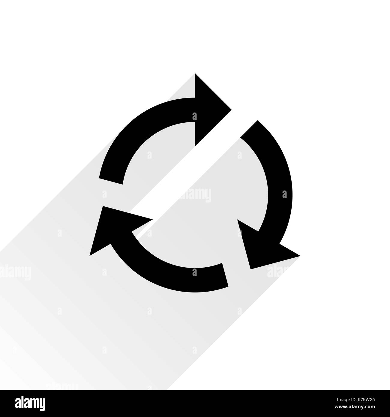 Black arrow icon reload, refresh, rotation, reset, repeat sign. Web pictogram with gray long ...