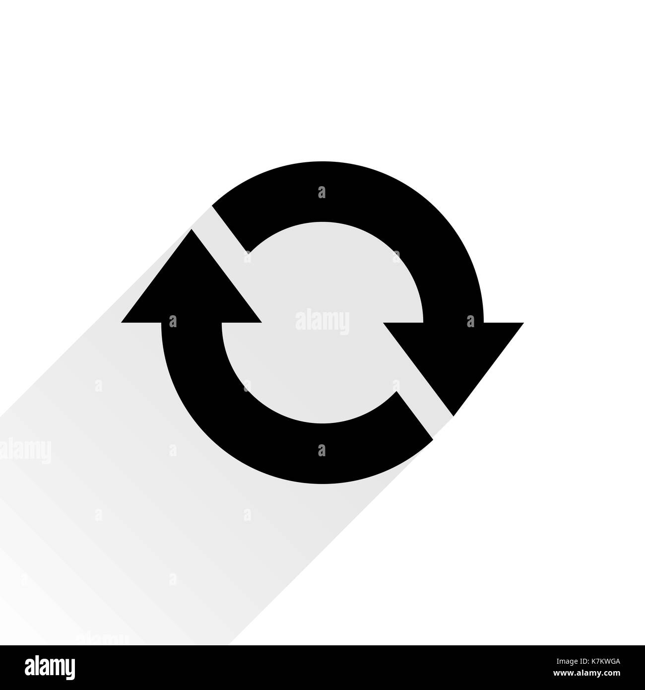 Black arrow icon reload, refresh, rotation, reset, repeat sign. Web pictogram with gray long ...