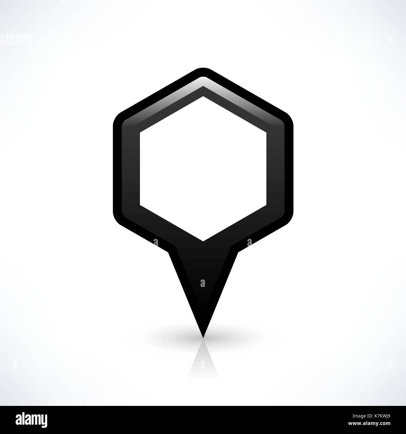 Blank map pin location sign rounded hexagon shape icon with gray shadow ...
