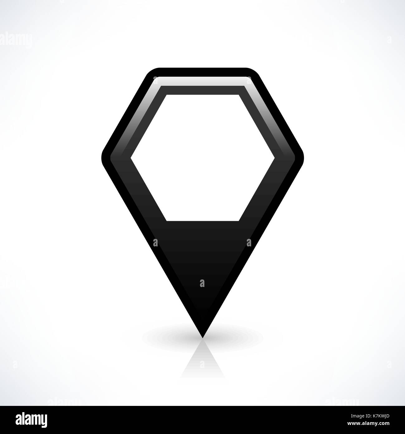Blank map pin location sign rounded hexagon shape icon with gray shadow ...