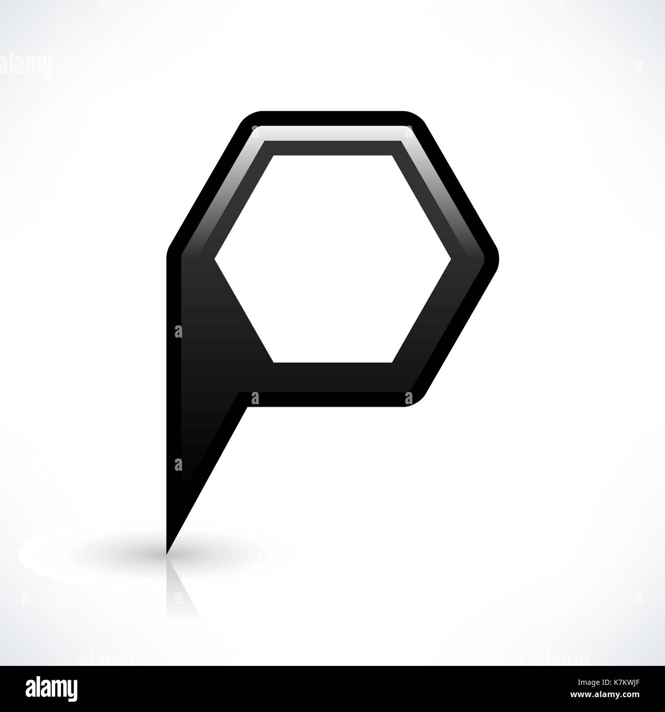 Blank map pin location sign rounded hexagon shape icon with gray shadow ...