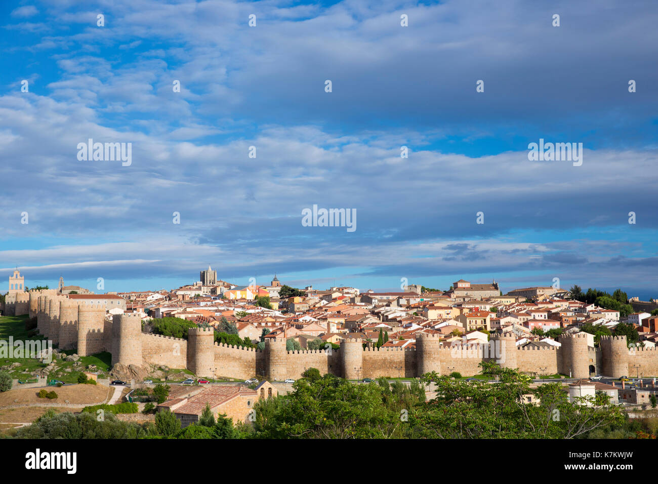 Famous old town of Avila with Extra-Muros churches and medieval city ...