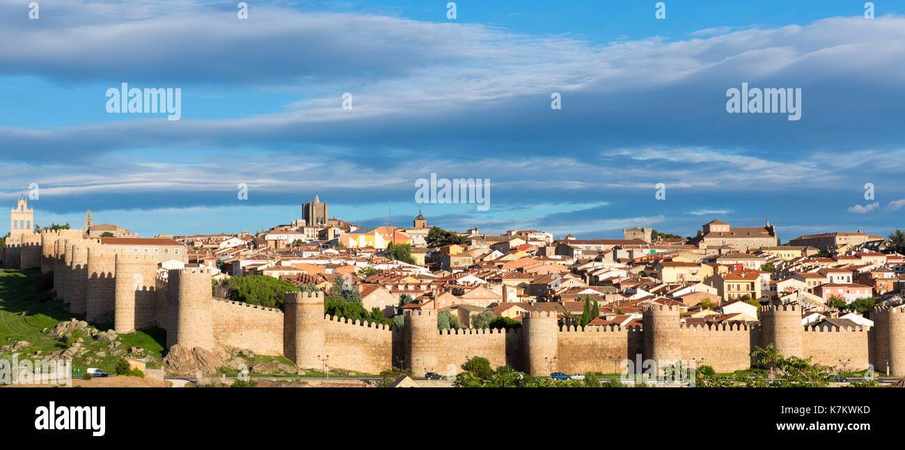 Famous old town of Avila with Extra-Muros churches and medieval city ...