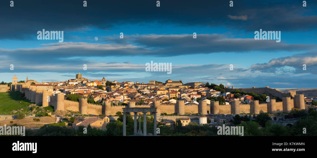 Famous old town of Avila with Extra-Muros churches and medieval city ...