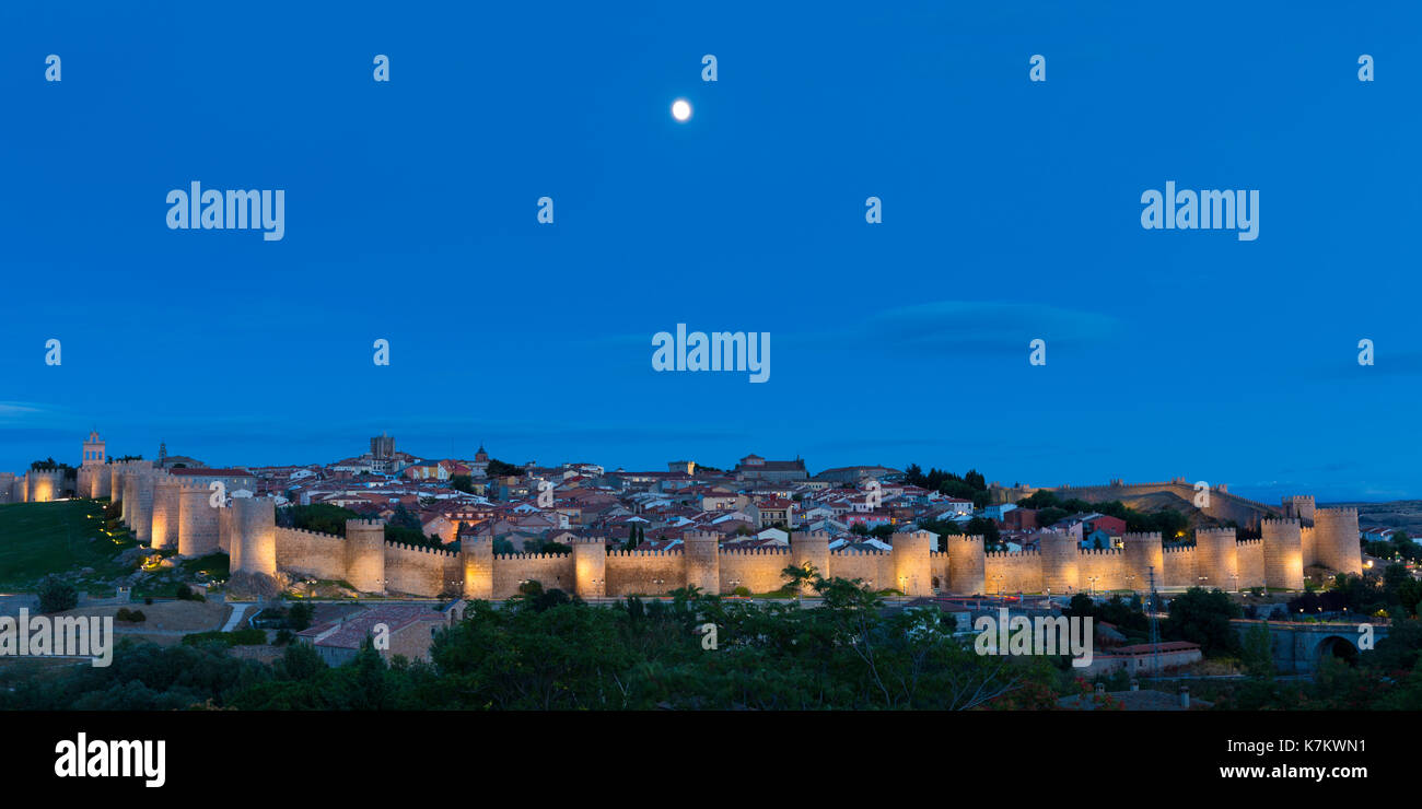 Famous old town of Avila with Extra-Muros churches and medieval city ...