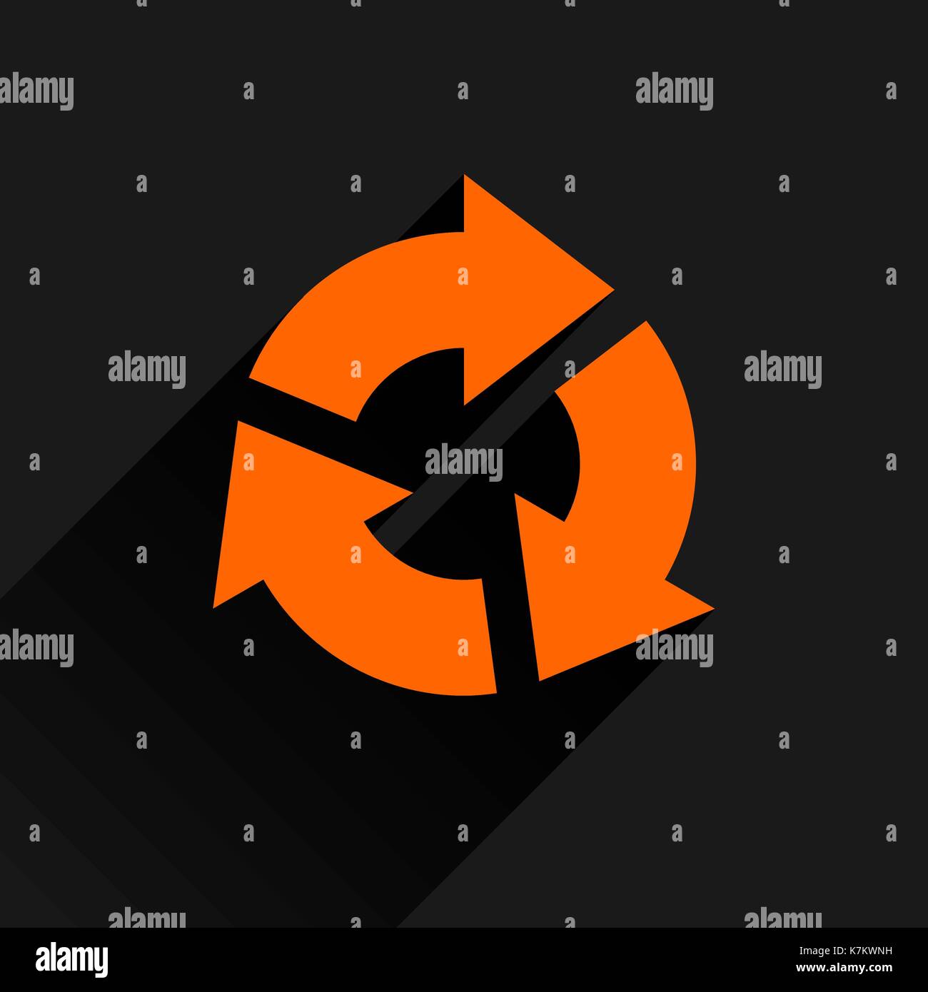 Orange arrow icon reload, refresh, rotation, reset, repeat sign. Web ...