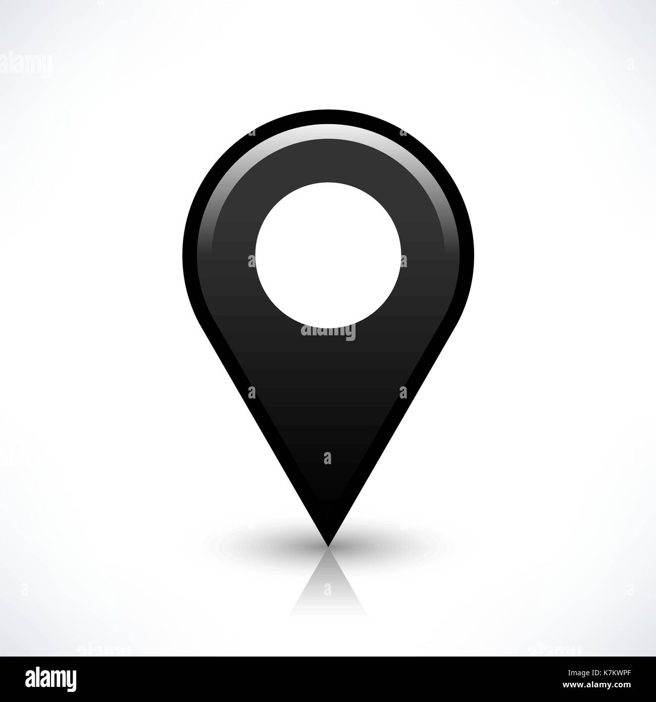 Blank map pin location sign circle shape icon with gray shadow and ...