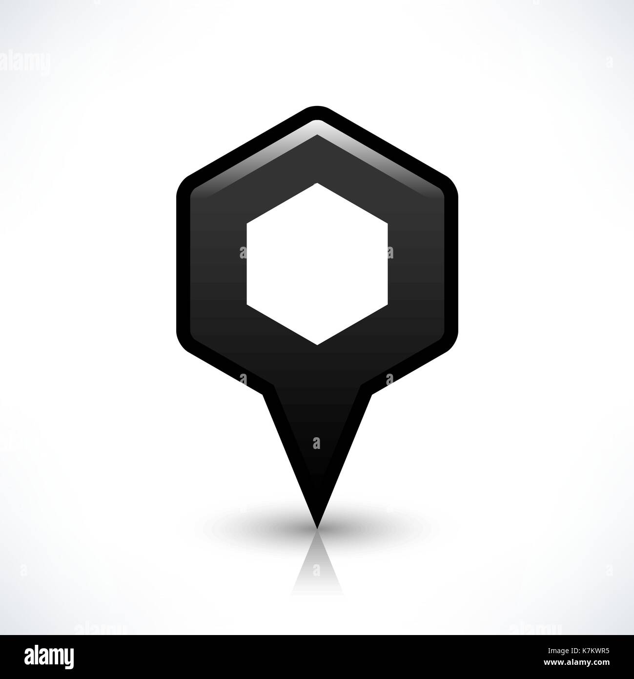 Blank map pin location sign rounded hexagon shape icon with gray shadow ...