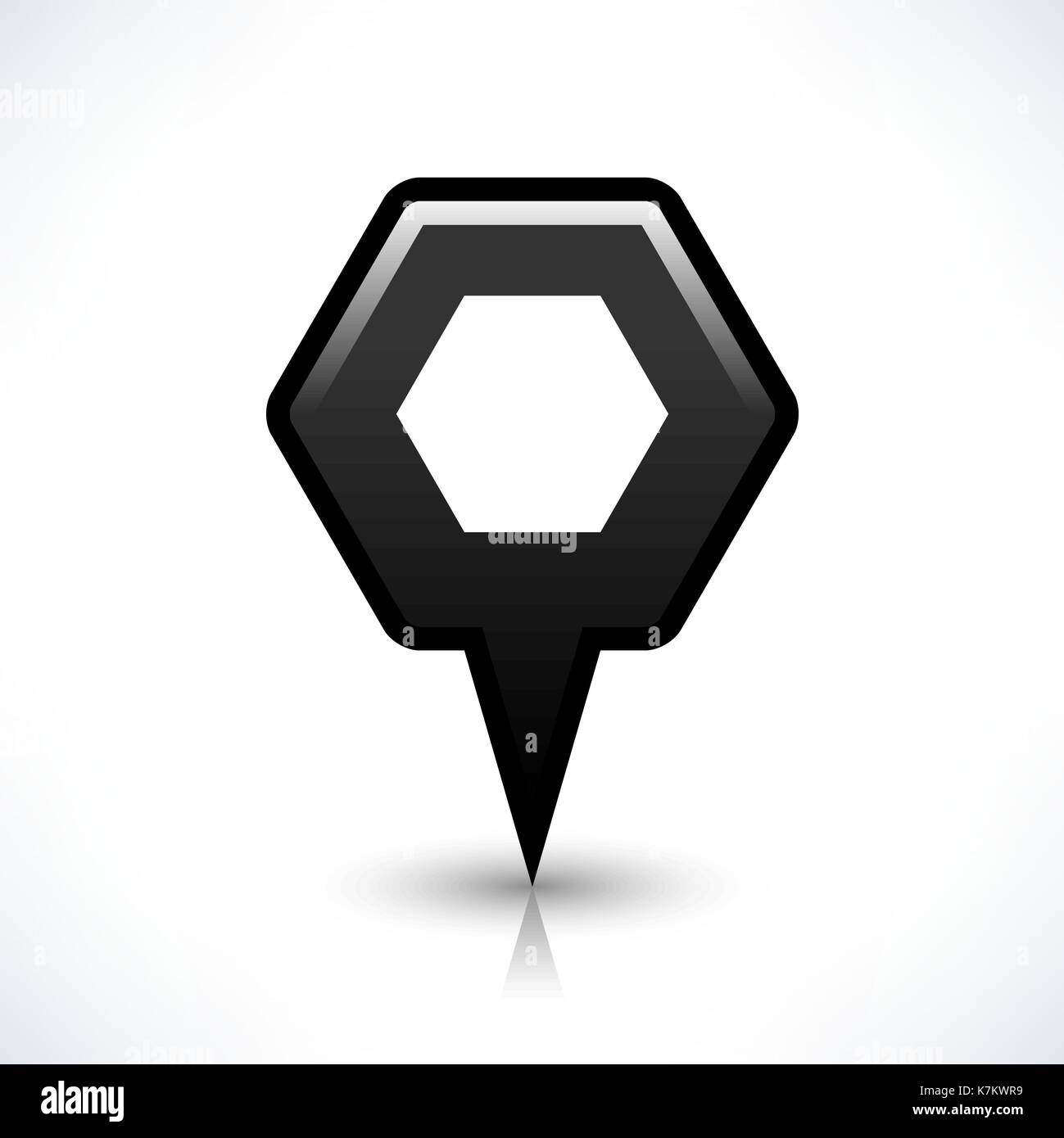 Blank map pin location sign rounded hexagon shape icon with gray shadow ...