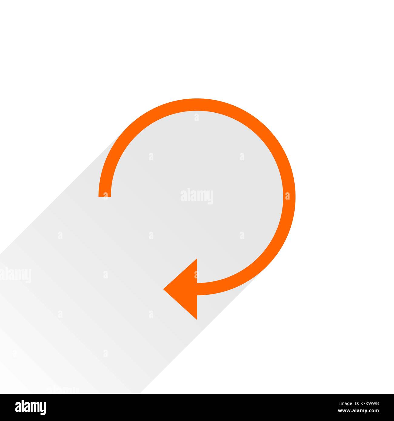 Orange arrow icon reload, refresh, rotation, reset, repeat sign. Web pictogram with gray long ...
