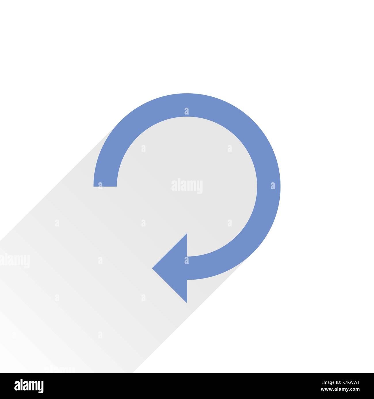 Blue arrow icon reload, refresh, rotation, reset, repeat sign. Web pictogram with gray long ...