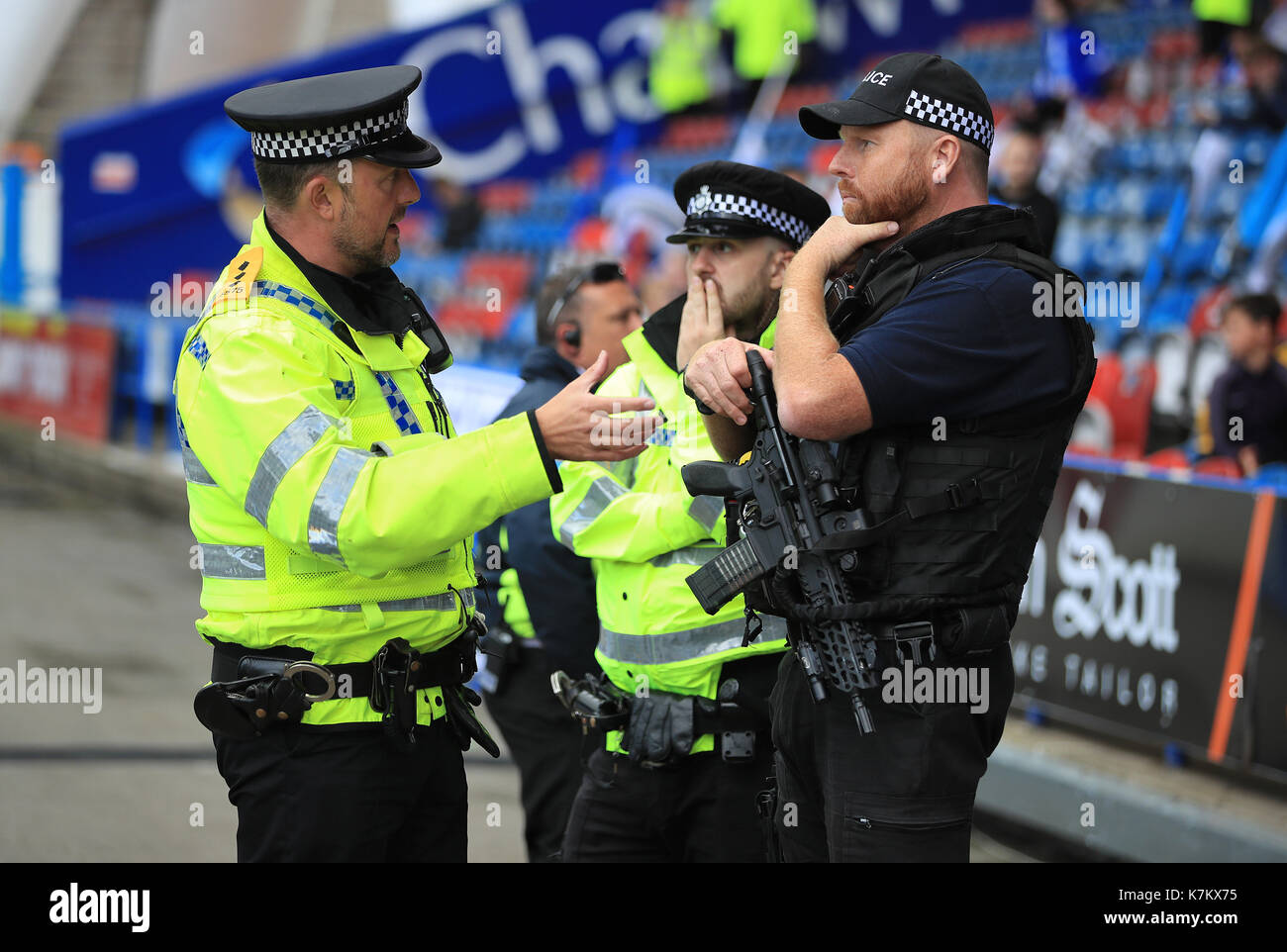 Armed police before the Premier League match at the John Smith's ...