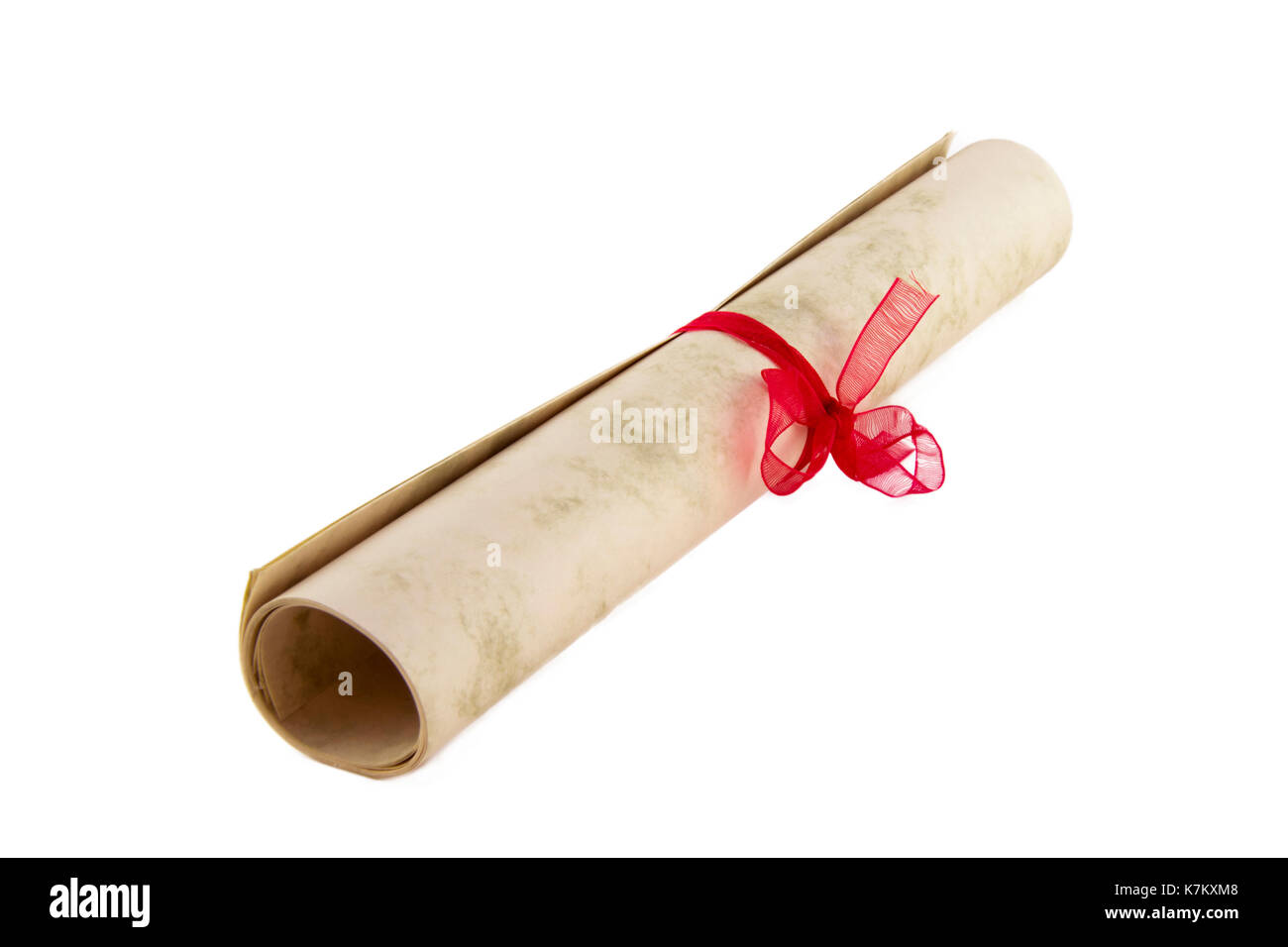 paper scroll with ribbon bow isolated on white background photo ...