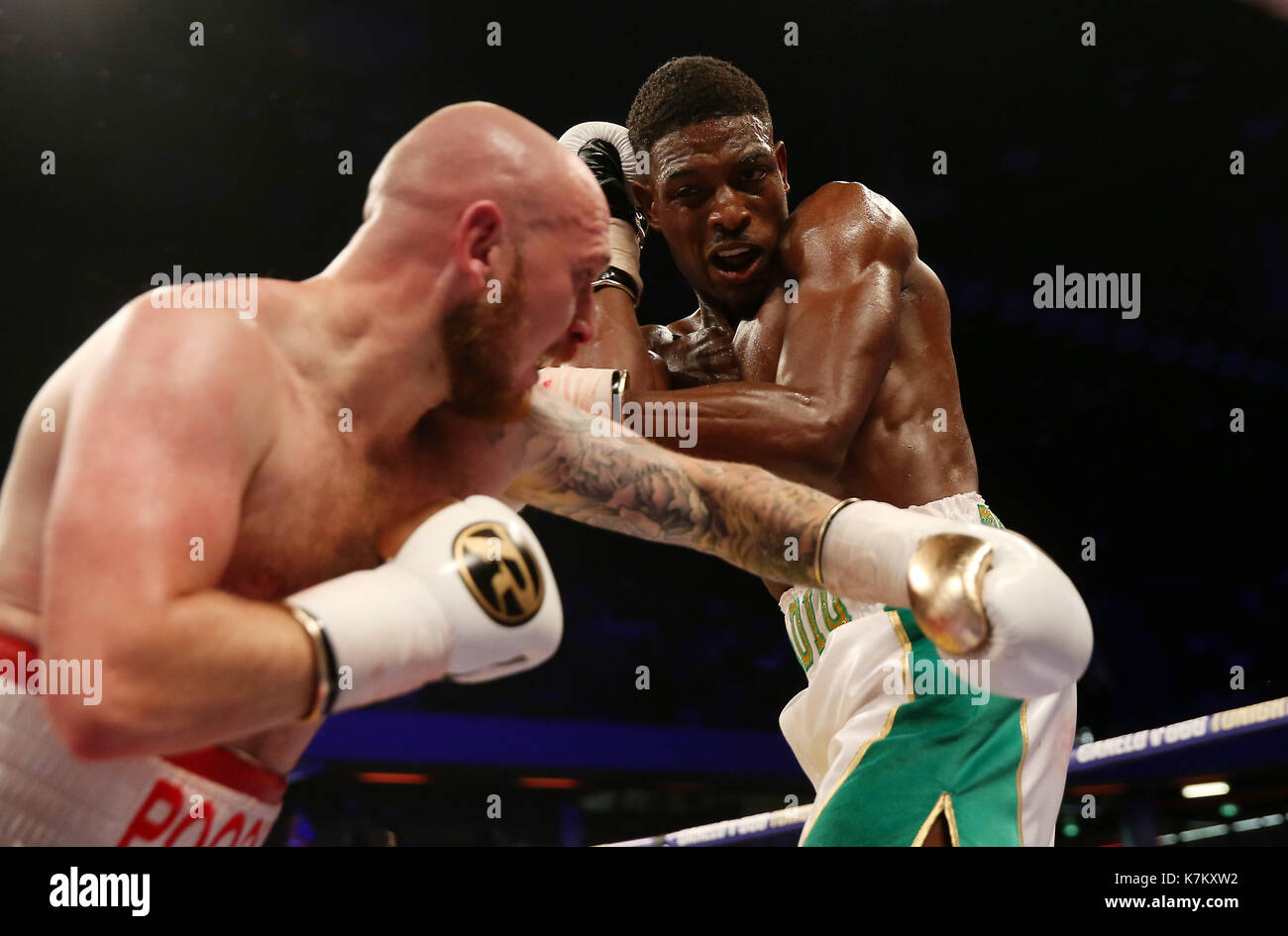 Umar Sadiq in action with Lewis avan Poetsch at the Copper Box Arena ...