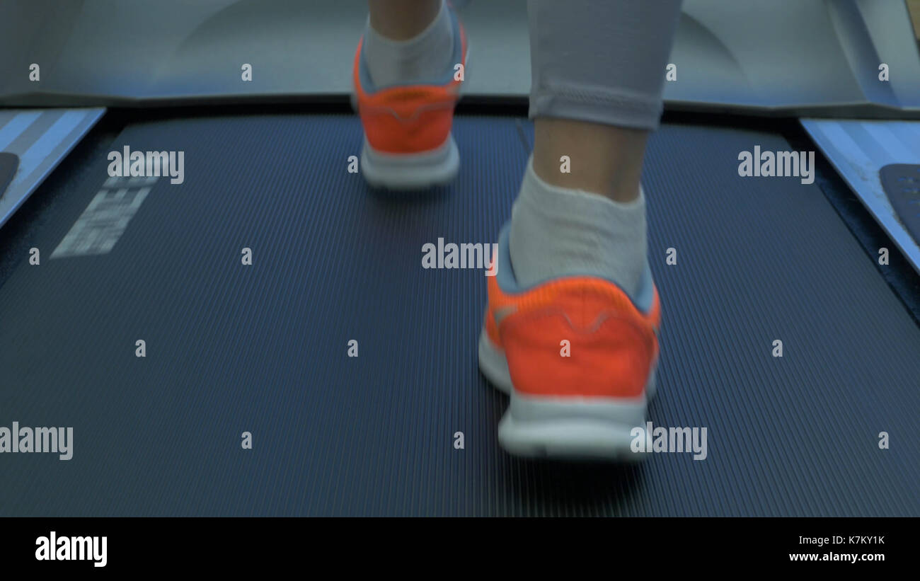 Woman's muscular legs on treadmill. woman's muscular legs on treadmill ...