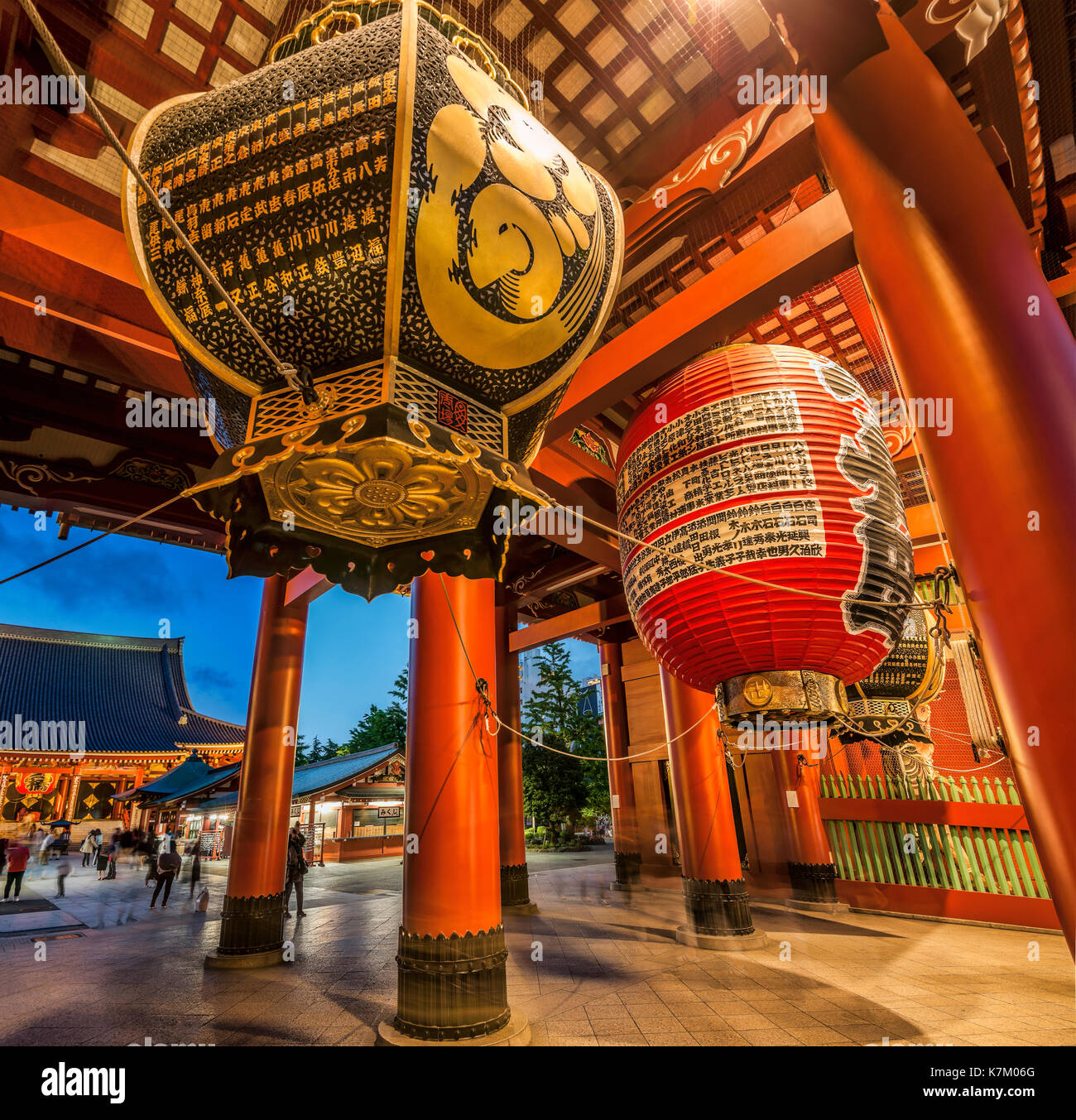 Ancient Edo era paper lantern at Hozomon entrance of Sensoji, known as ...