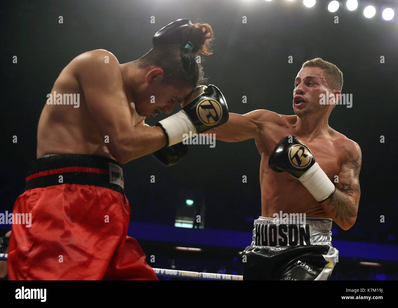 Lucien Reid (right) and Jose Aguiler in the International Featherweight ...