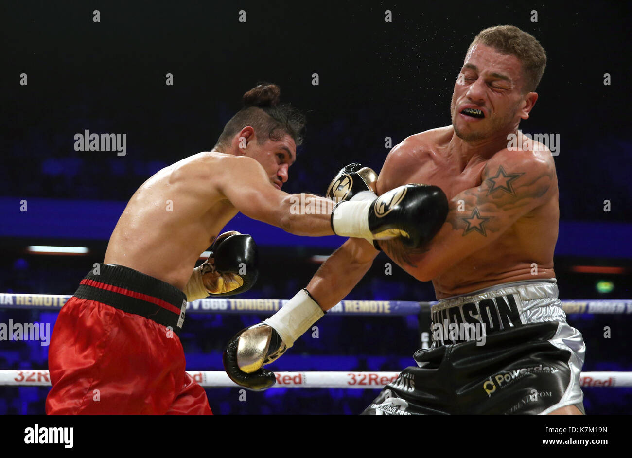 Lucien Reid (right) and Jose Aguiler in the International Featherweight ...