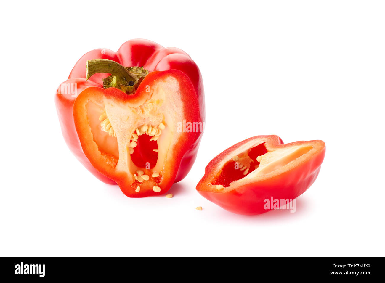 Ripe bell pepper sliced on white Stock Photo - Alamy