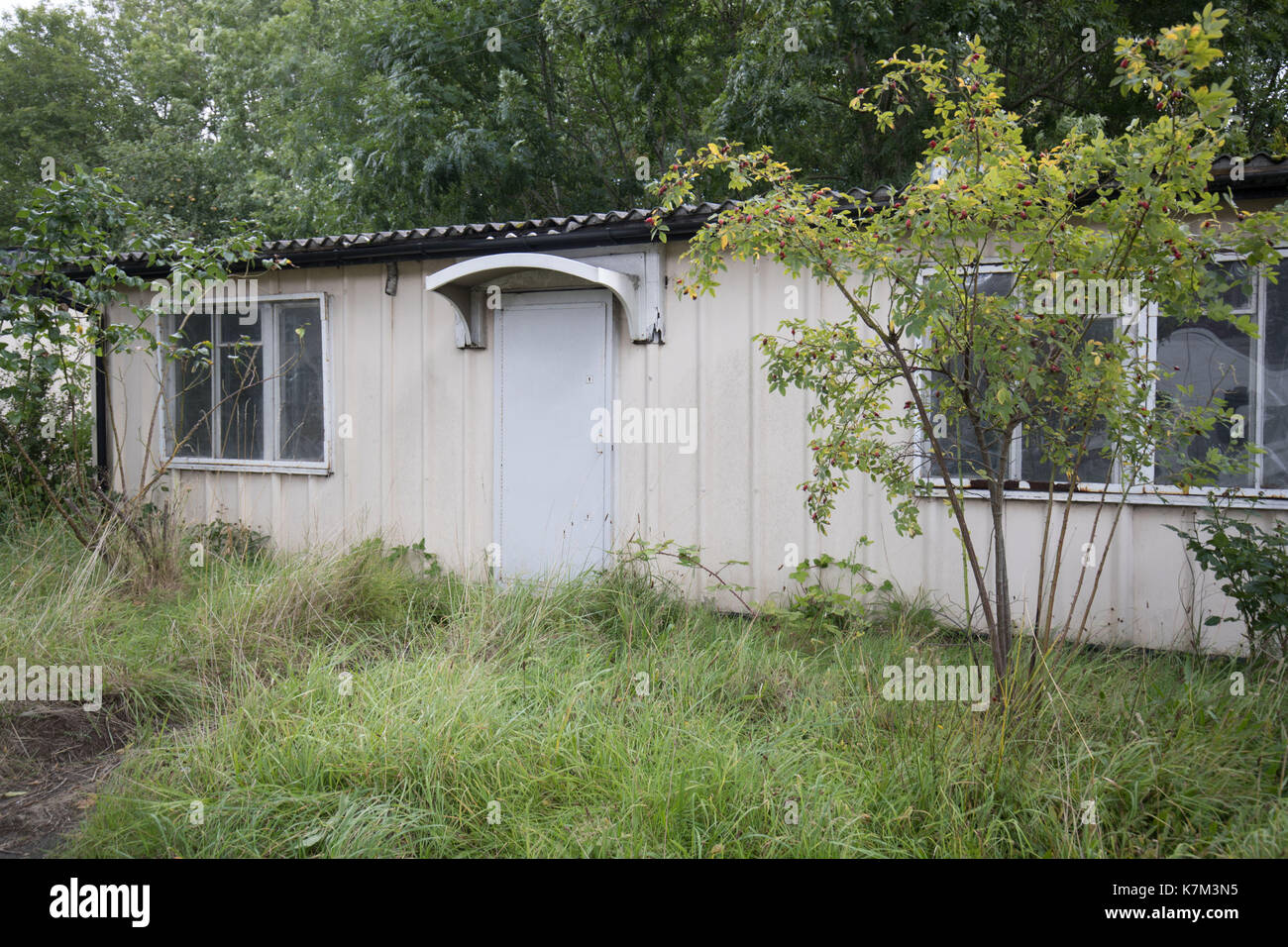 General view of the exterior of a post WW2 pre-fabricated home, one of ...