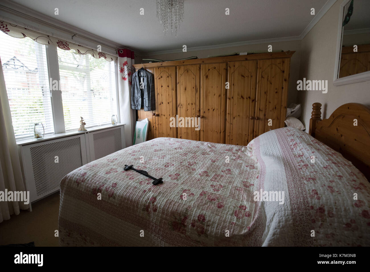 General view of the bedroom of a post WW2 pre-fabricated home, one of ...