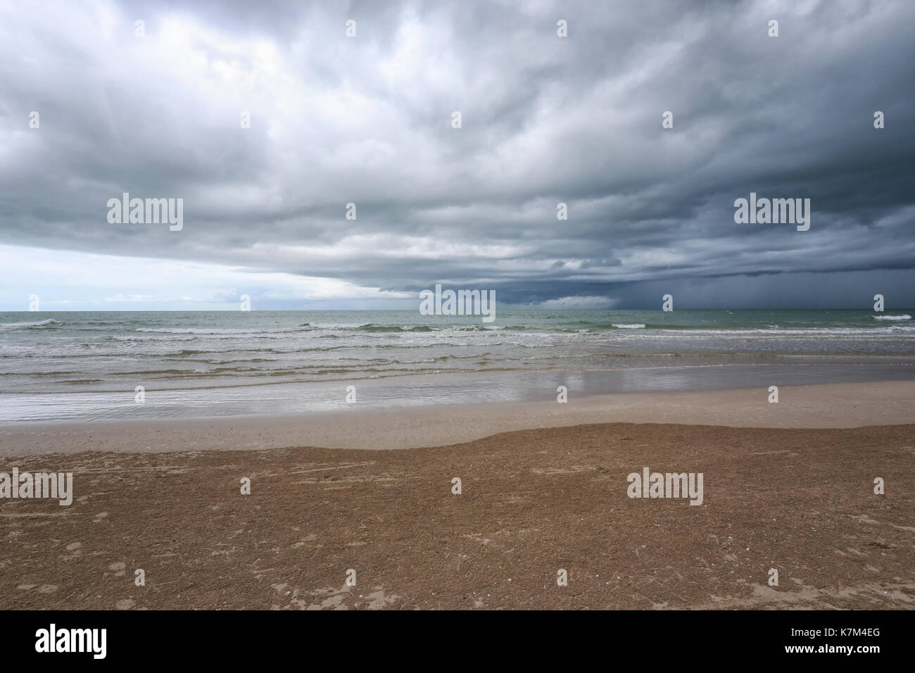 Sea beach and rain cloud sky,Coastal storms are coming Stock Photo - Alamy