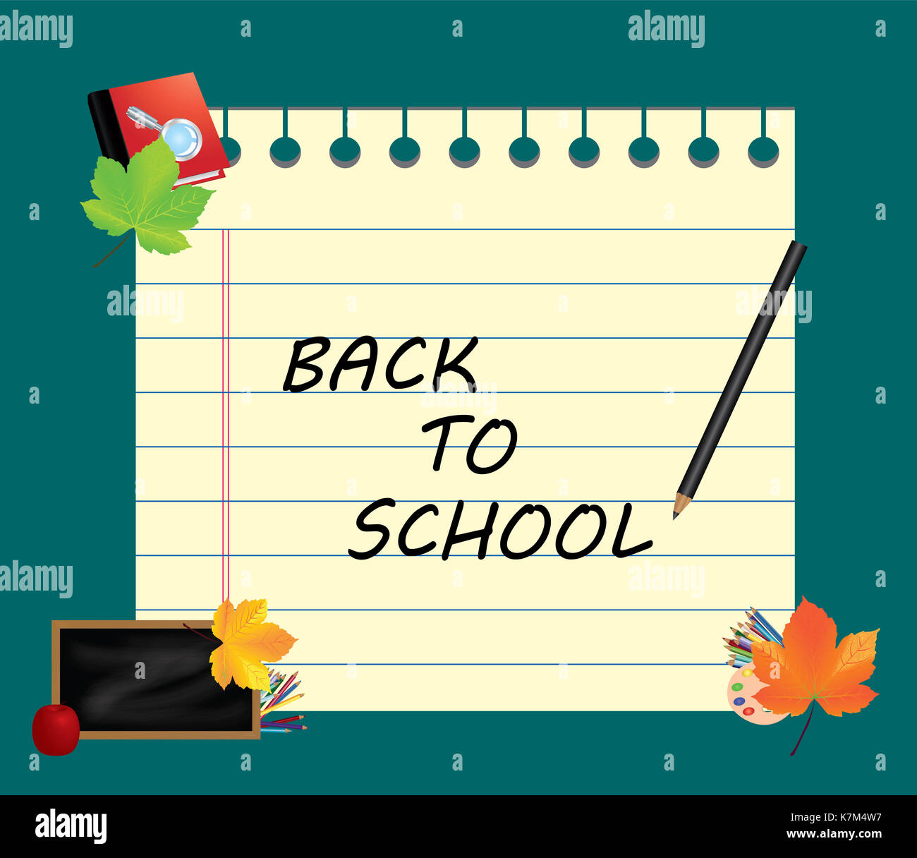 Image of note, card, paper, with sign back to school and school ...