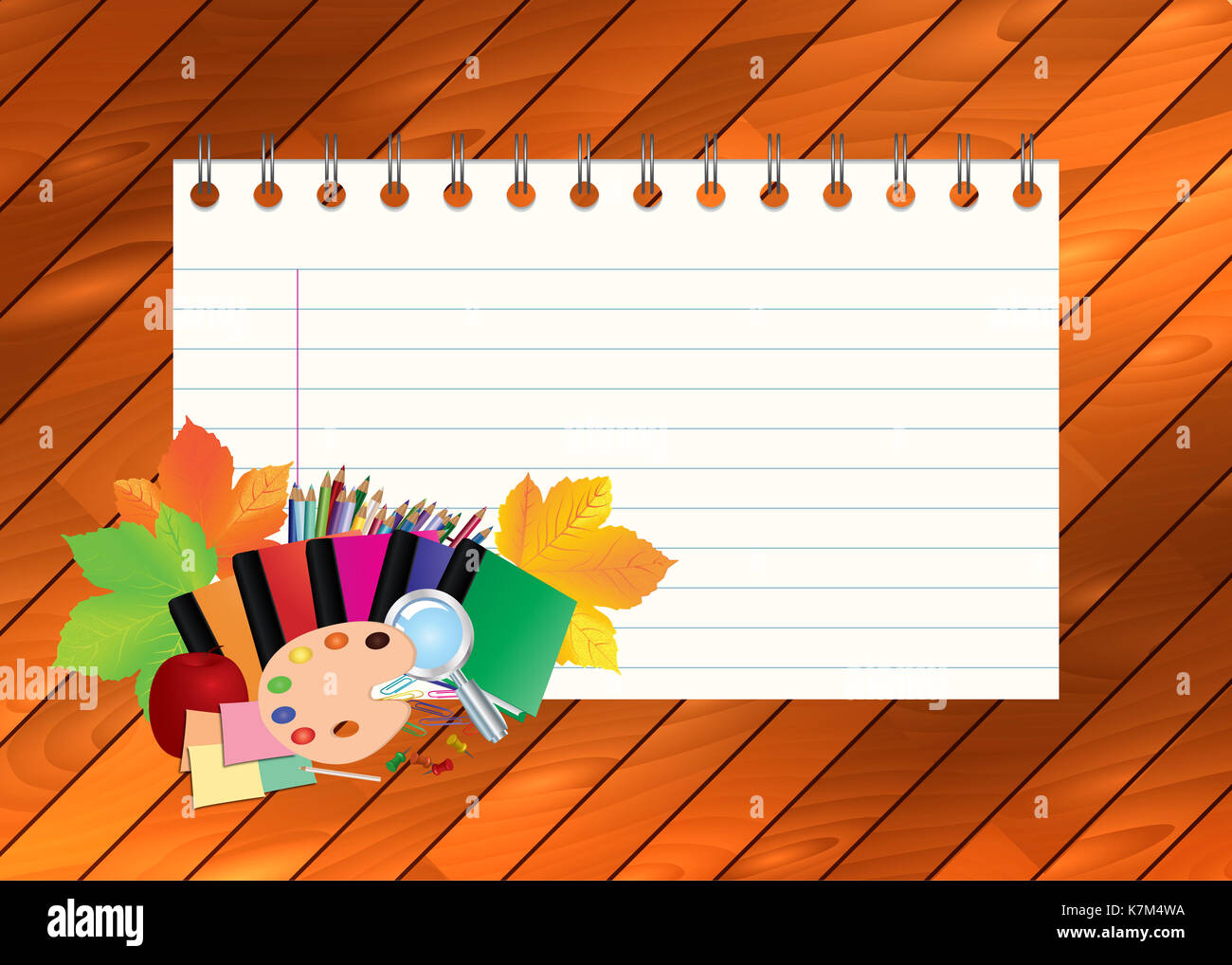 Image of empty note, card, paper, with school supplies, equipment ...