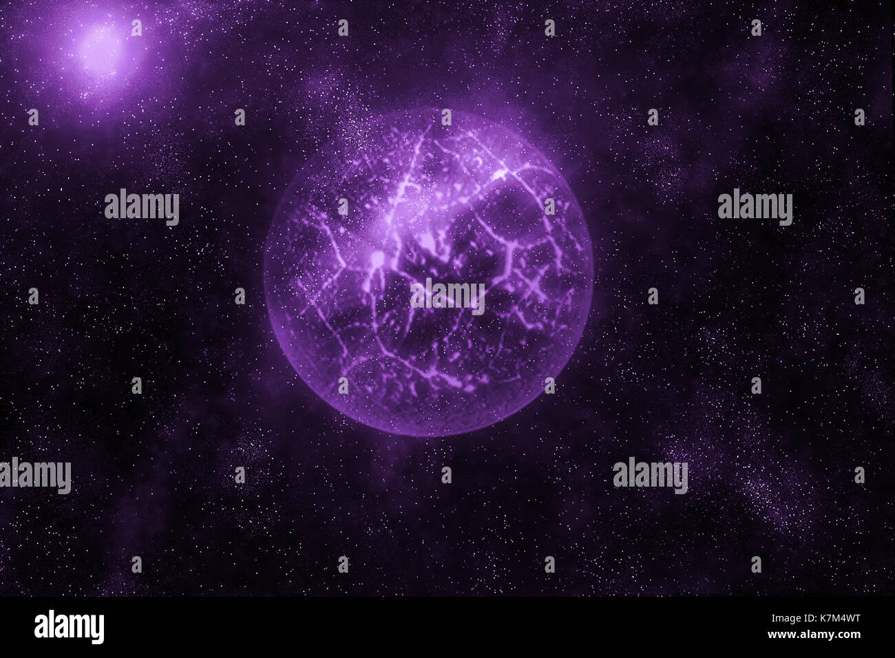 Image of crashing, exploding planet in deep space, universe with star ...