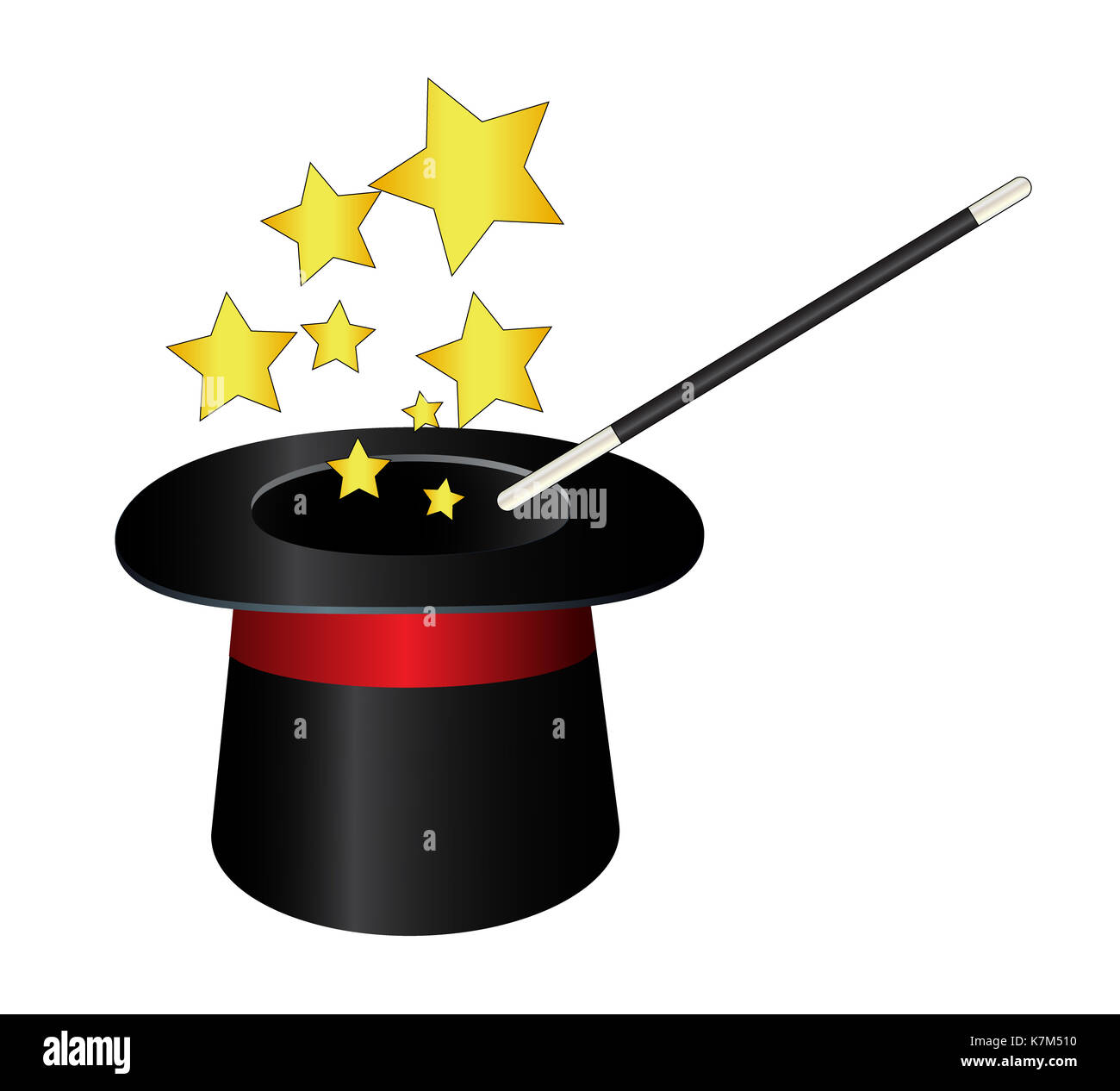 Vector magic hat cylinder with wand Stock Photo - Alamy