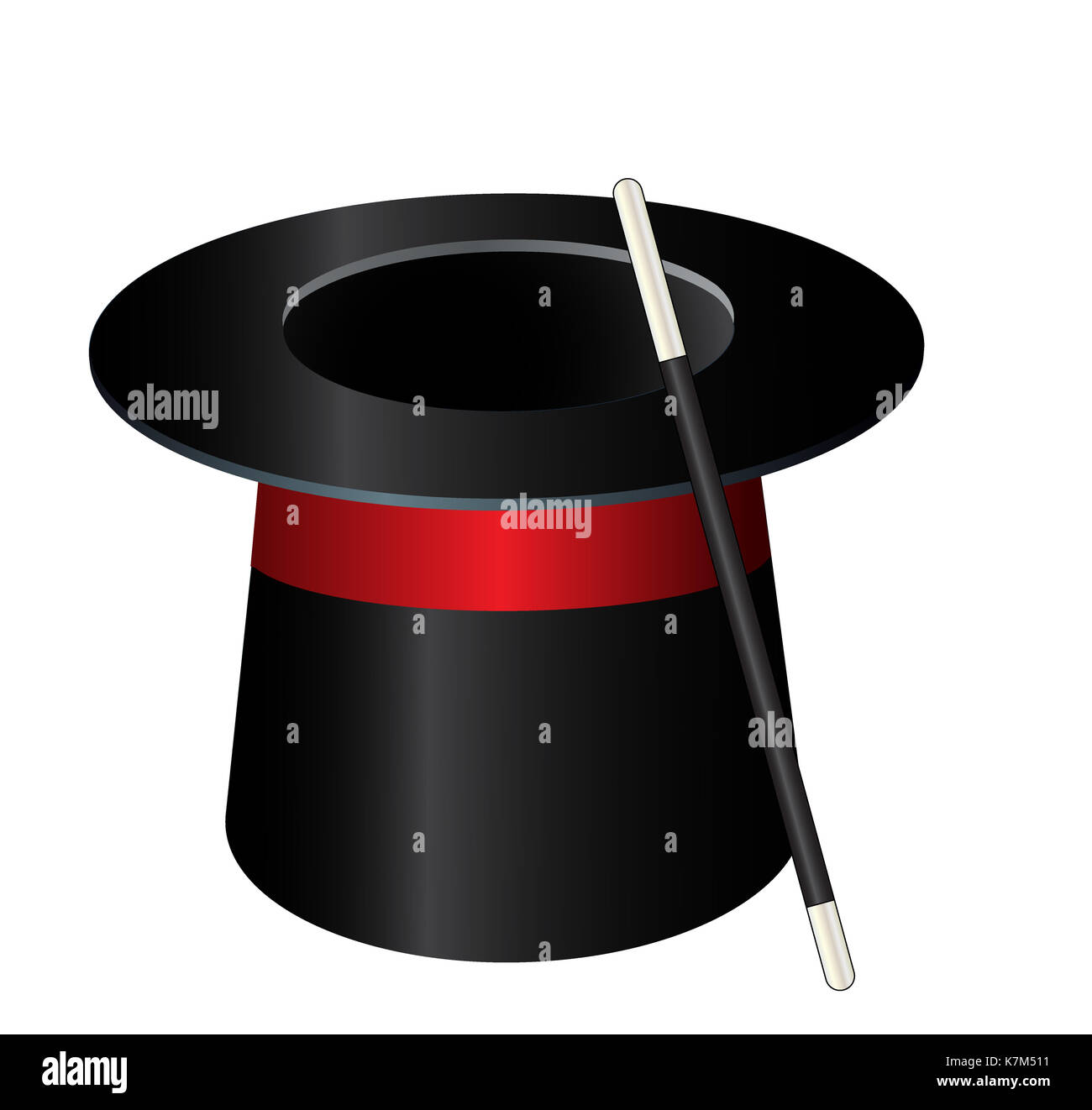 Vector magic hat cylinder with wand Stock Photo - Alamy