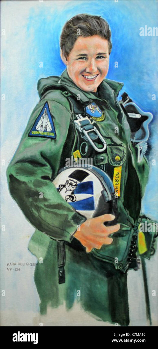 This painting depicts U.S. Navy Lieutenant Kara Hultgreen, the first ...