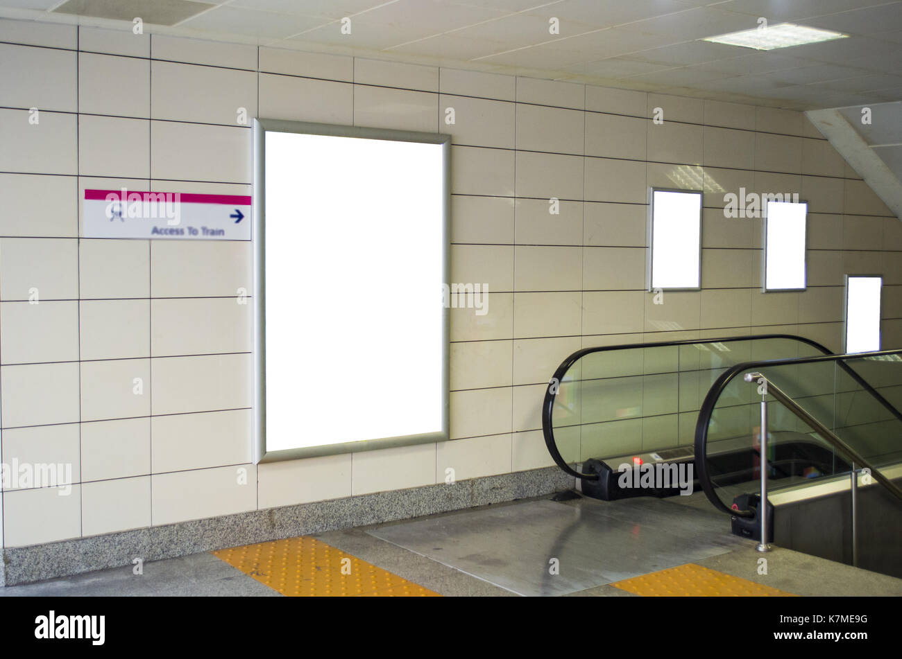 Blank billboard in subway station Stock Photo - Alamy