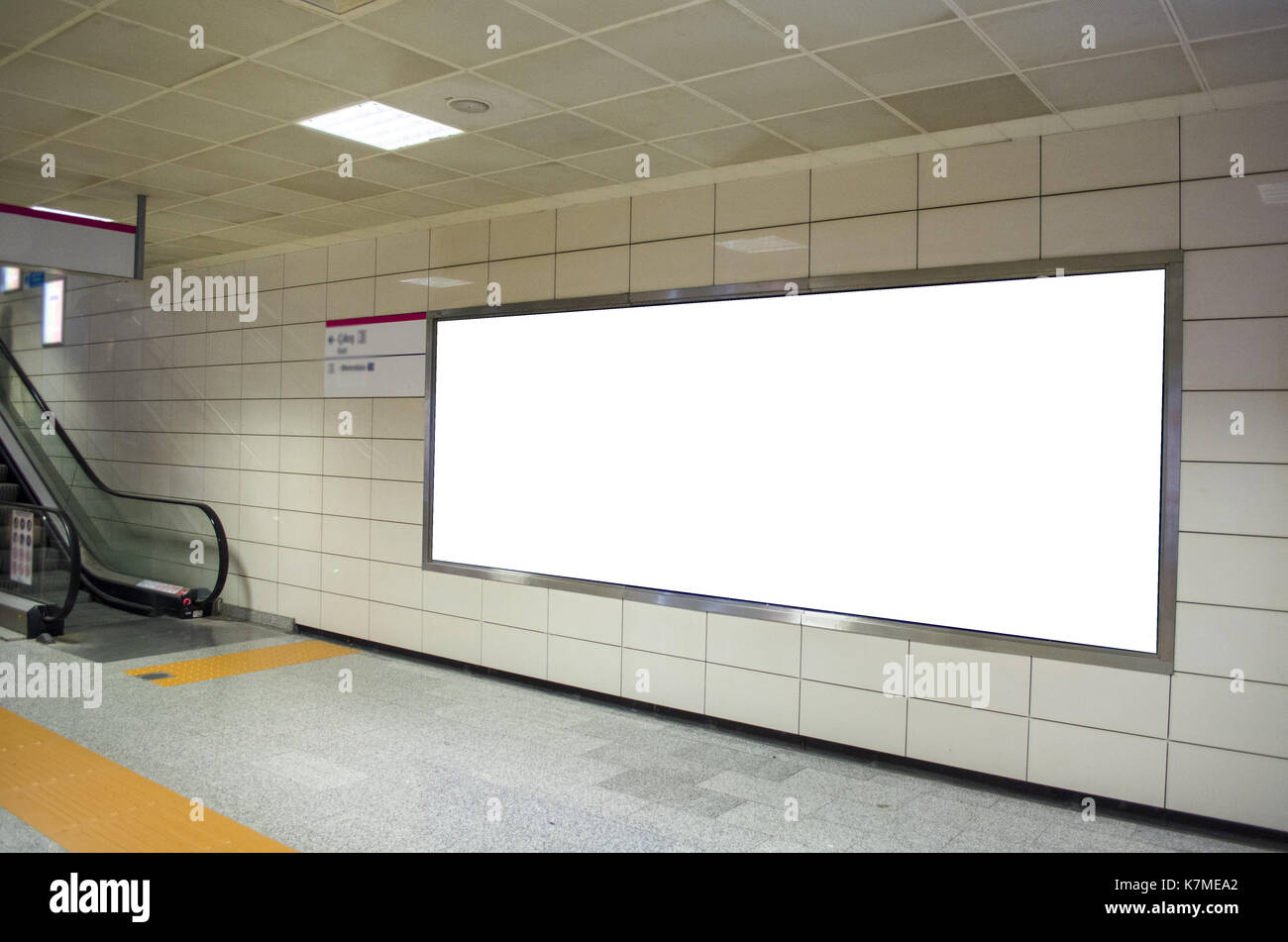 Blank billboard in subway station Stock Photo - Alamy