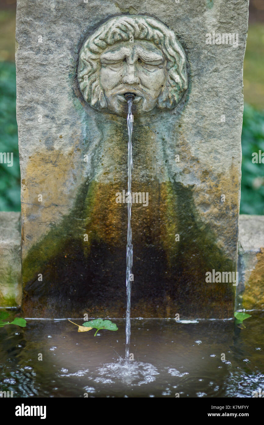 Small fountain with the image of the suffering face vomiting nauseated ...