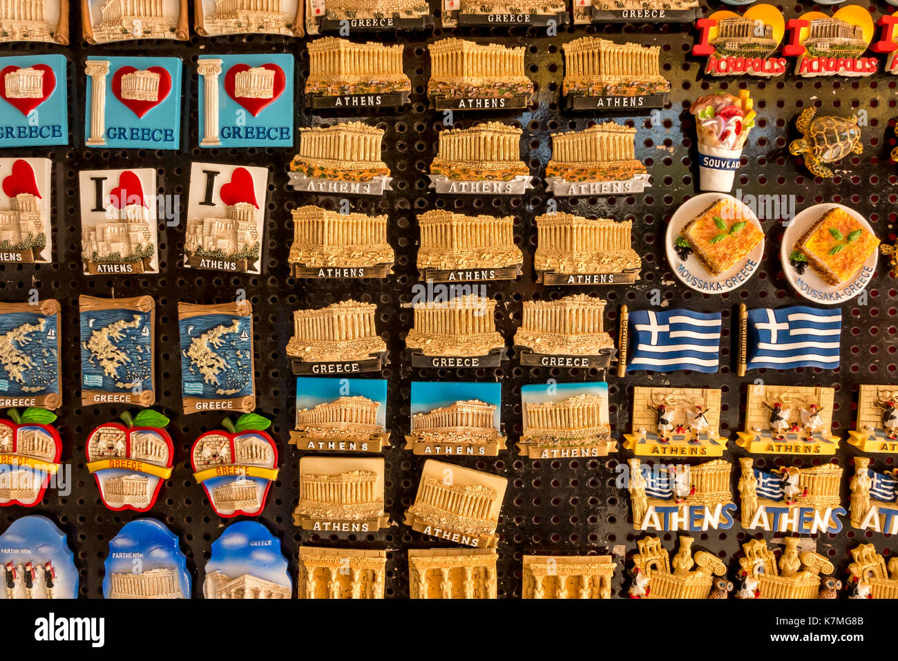 Fridge magnets and other souvenirs in Athens, Greece Stock Photo - Alamy