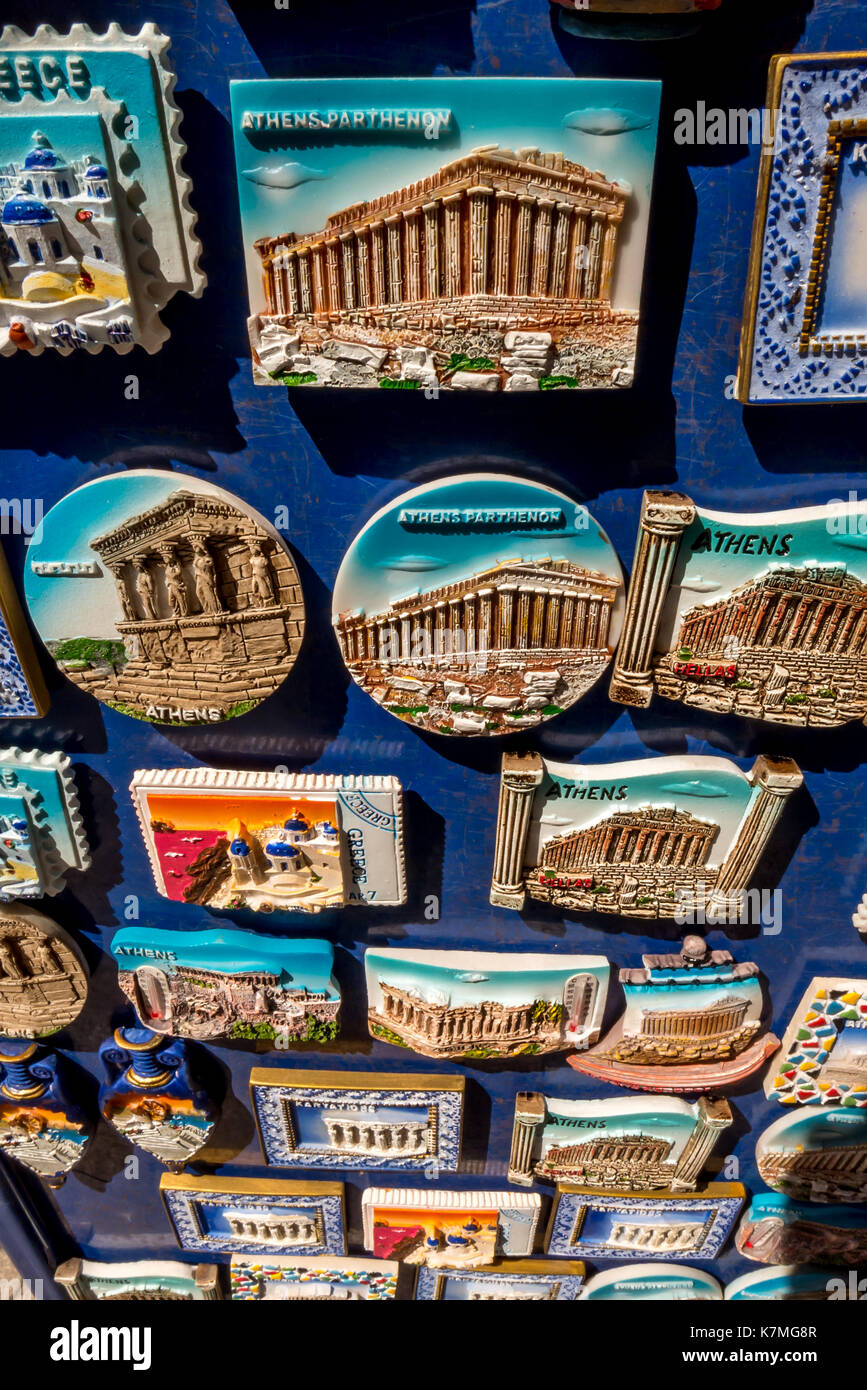 Fridge magnets and other souvenirs in Athens, Greece Stock Photo - Alamy